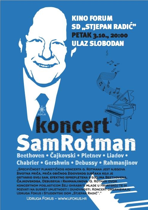 Besplatan koncert za studente: svjetski poznati pijanist Sam Rotman